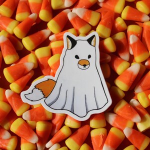 Spooky Fox Ghost Vinyl Sticker - Halloween Sticker - Etsy