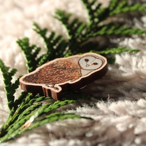 Wooden Barn Owl Pin - Etsy