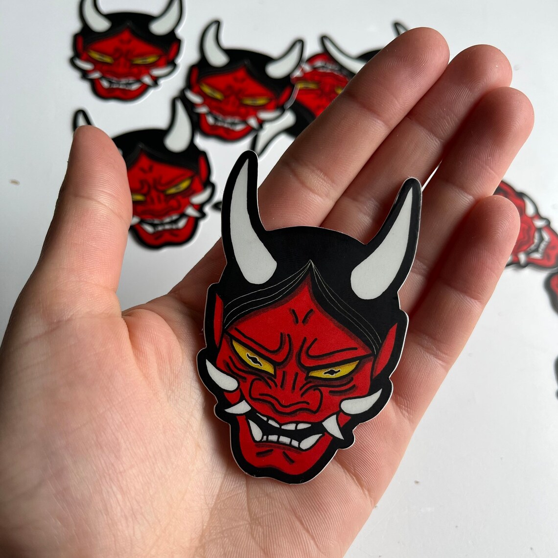 Japanese Yōkai Mask / Oni Mask Sticker - Etsy