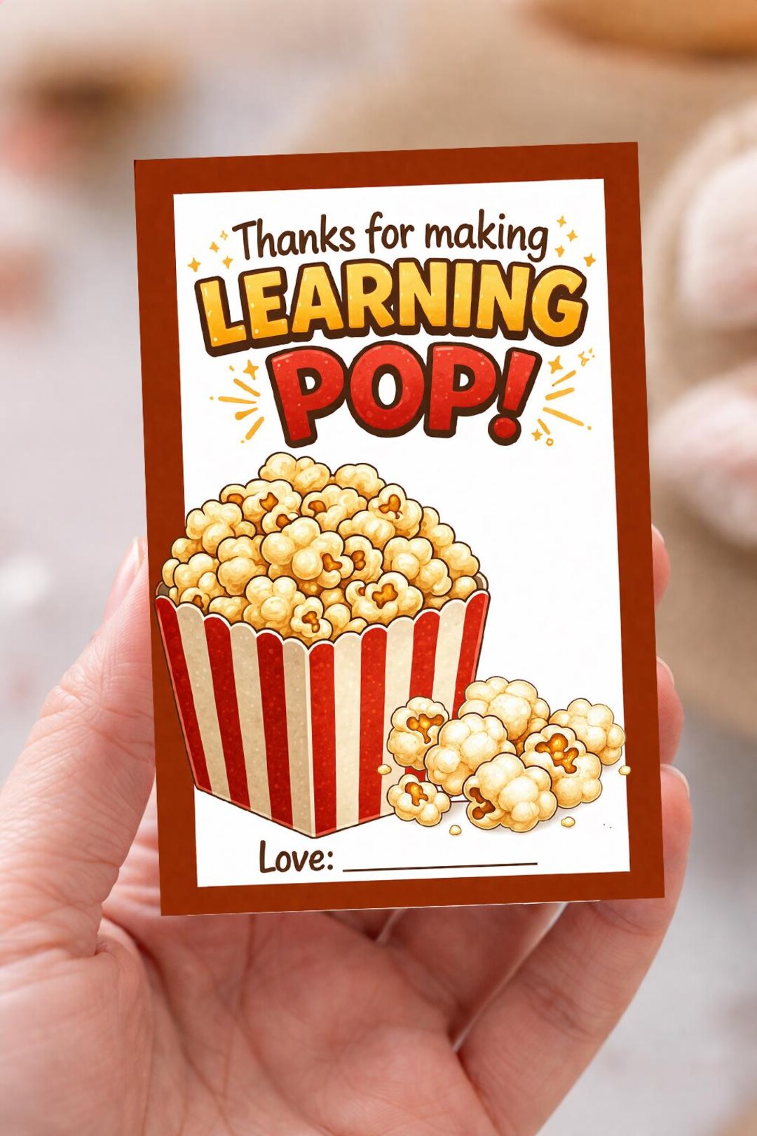 Popcorn Gift Tag, Teacher Appreciation, Staff Thank You, Classroom ...