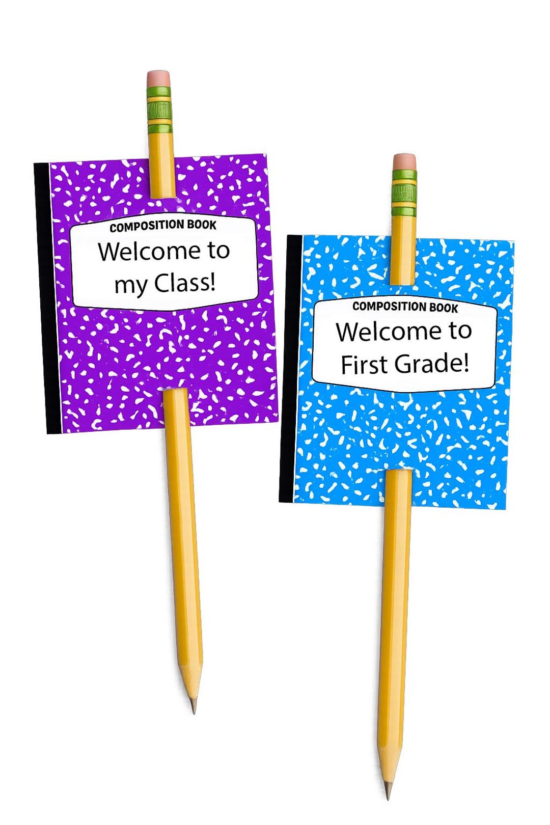 Pencil Toppers Back to School Gift, Composition Notebook Printable for ...