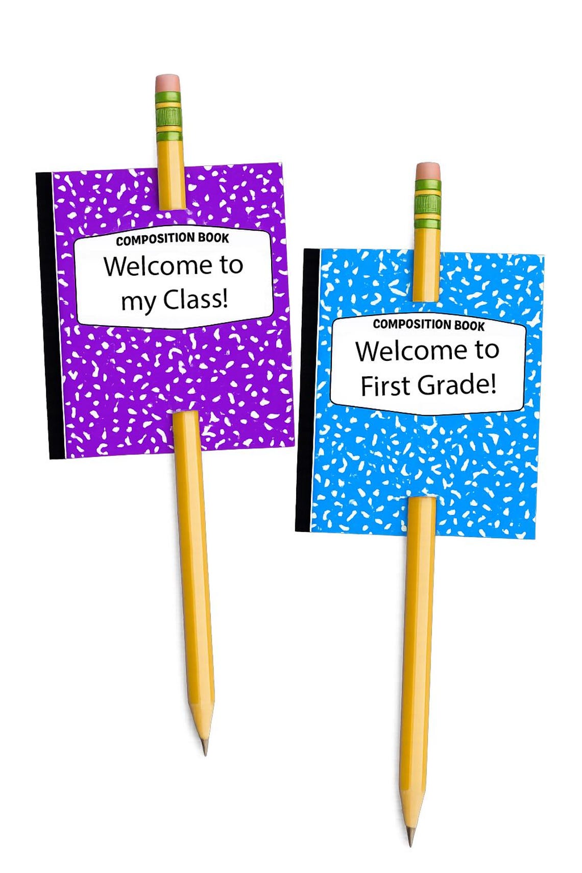 Pencil Toppers Back to School Gift, Composition Notebook Printable for ...