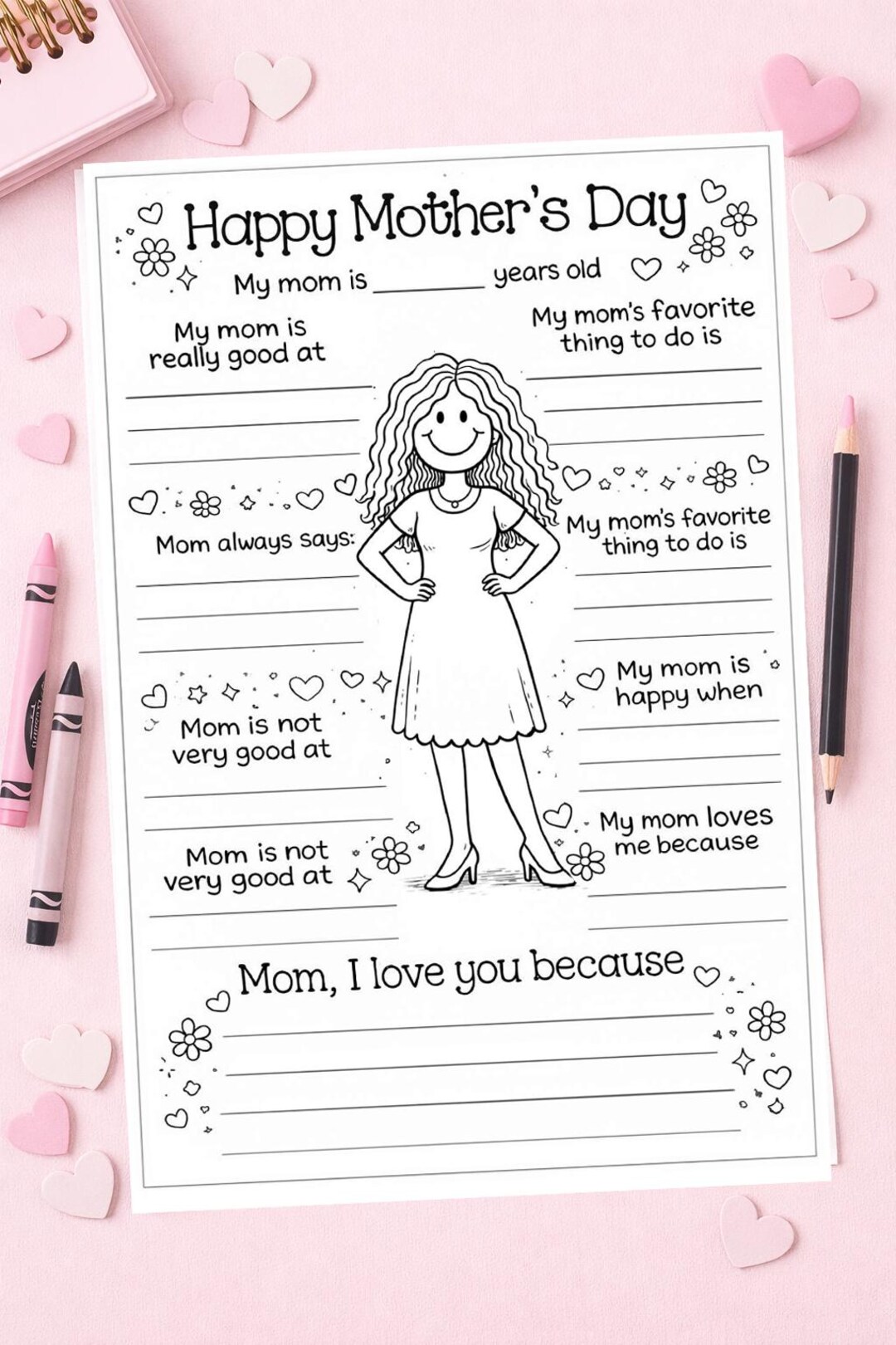 All About Mom Printable Worksheet | Mother's Day Writing Activity ...