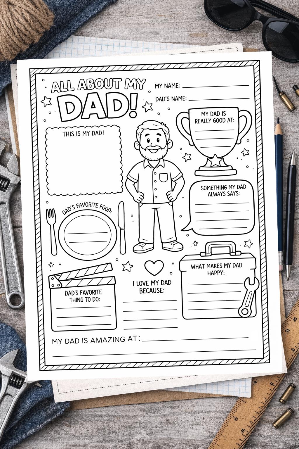 Father's Day Dad Interview Printable | Kids Fill-in Sheet (digital ...
