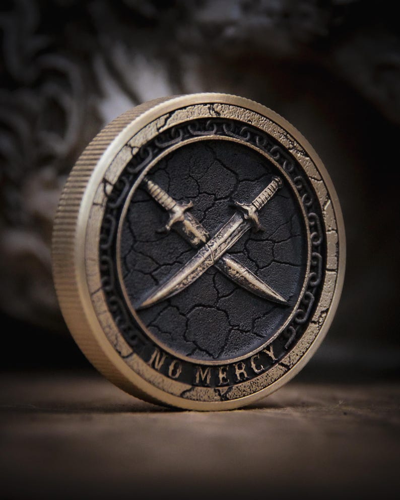 No Mercy Brass Coin – Limited Edition EDC Coin, Gothic Collectible Gift ...