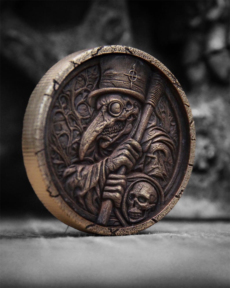 Plague Doctor Solid Brass Coin | Gothic Collector Token, Double-sided ...