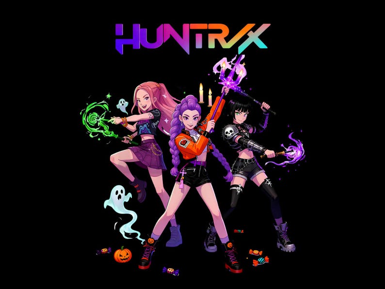 Huntrix Halloween Clipart: Spooky Anime Magical Girls PNG (digital ...