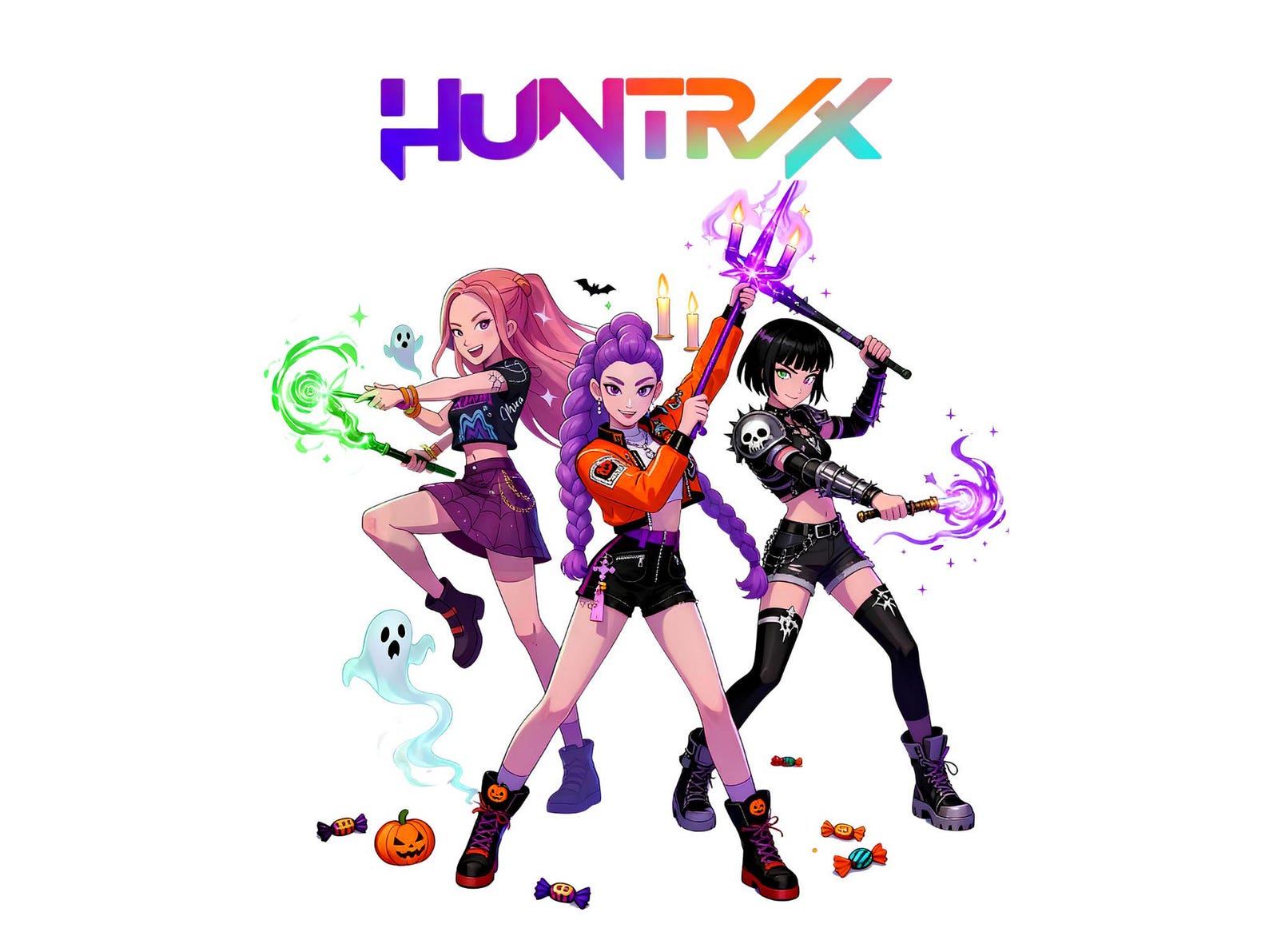 Huntrix Halloween Clipart: Spooky Anime Magical Girls PNG (digital ...