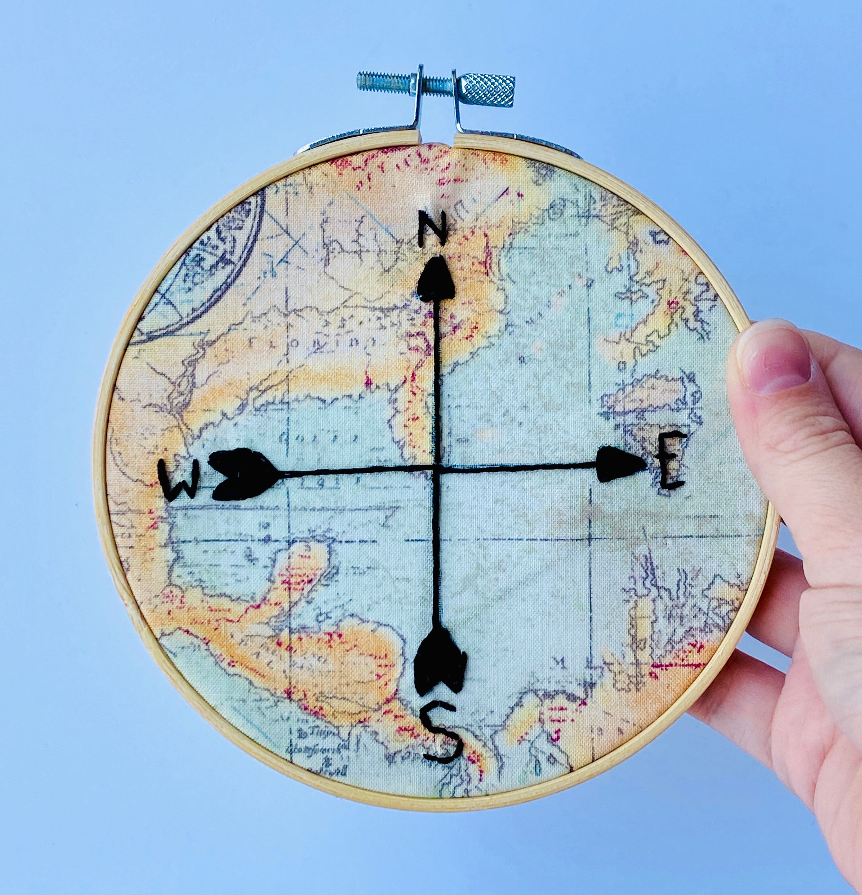 Compass Hand-stitched Embroidery - Etsy