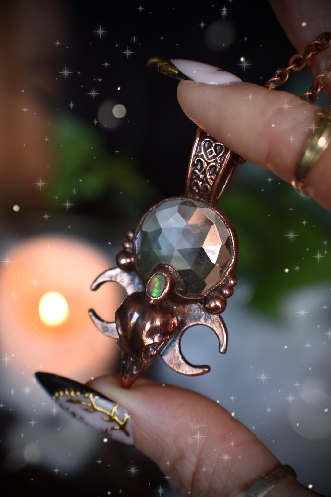 Labyrinth Masquerade Bird Skull Mask Opal Quartz Necklace, OOAK ...