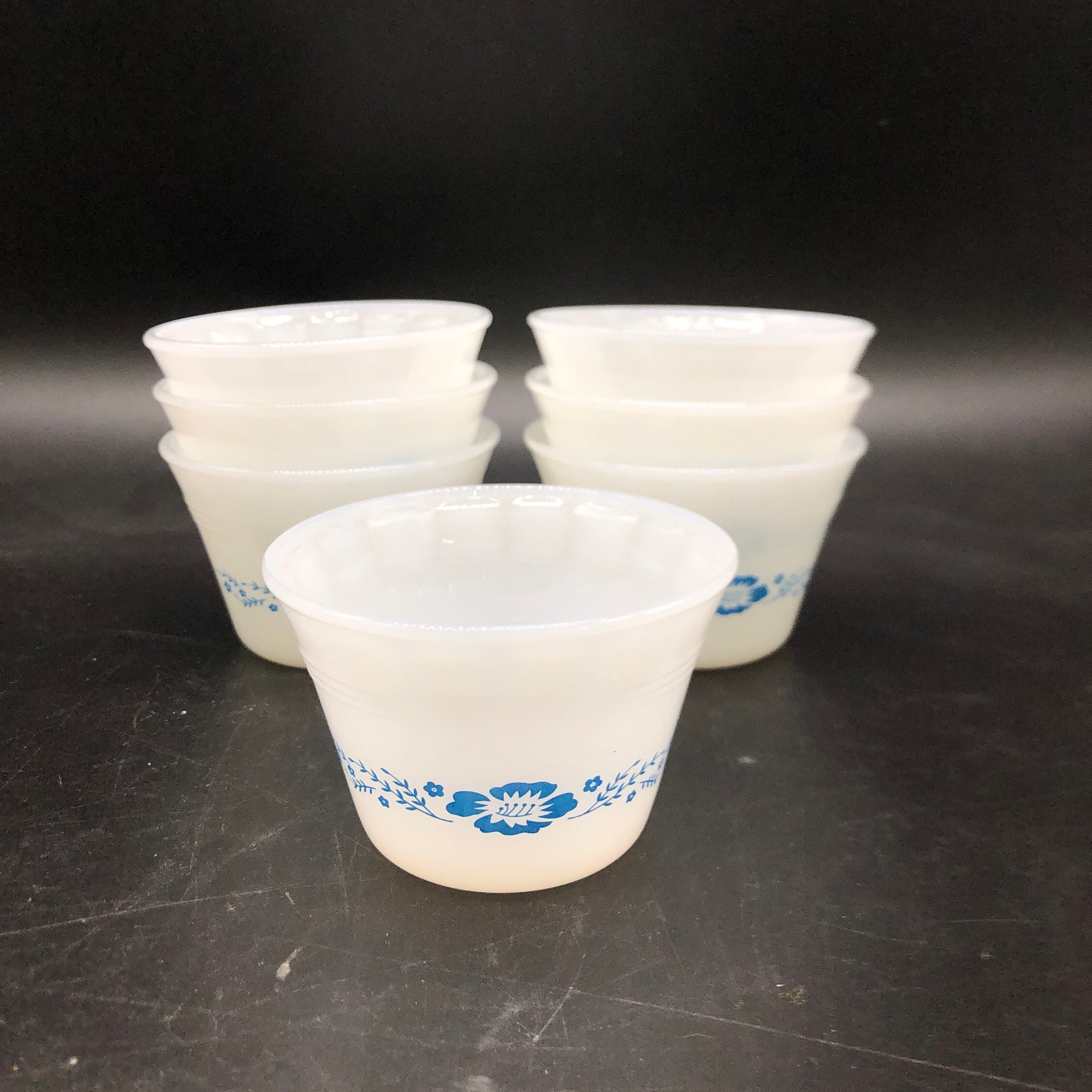 Vintage Pyr-o-rey Dynaware Mexico Set of 7 Milk Glass Moelleux Soufflé Dishes, Oven-proof ...