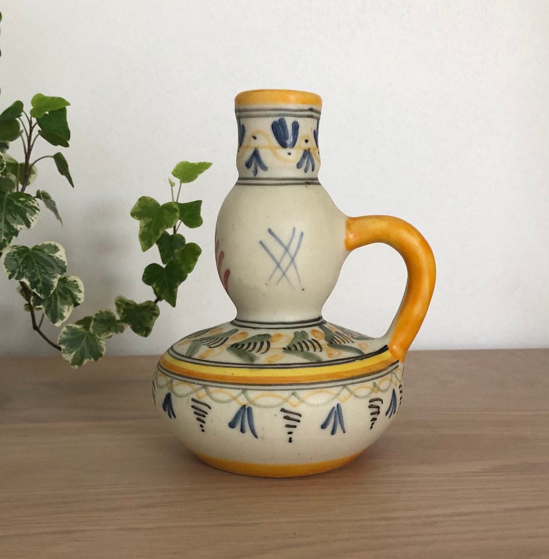 Spanish Talavera Mave Earthenware Candle Holder, Hand Painted in Matt ...