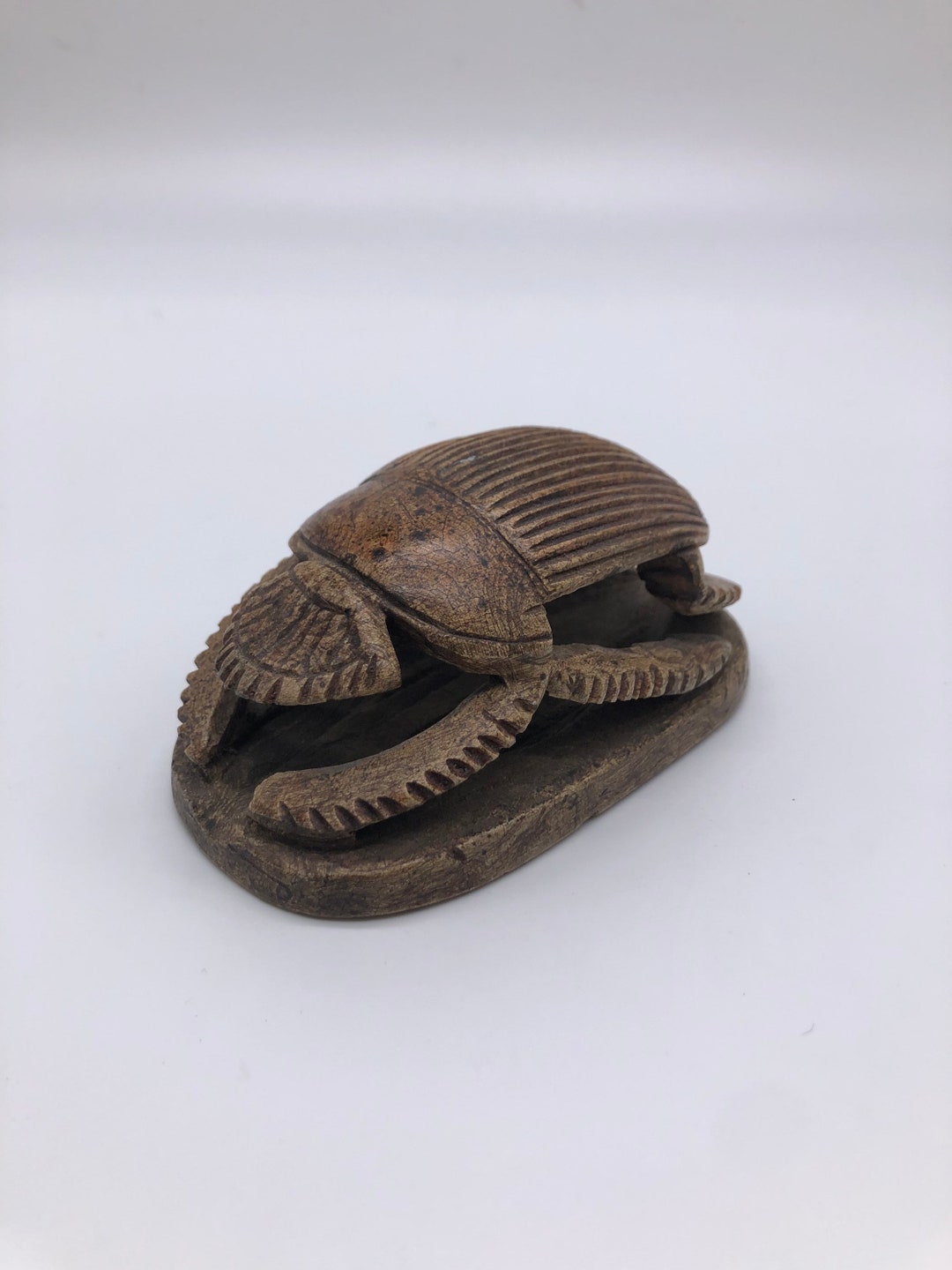 Egyptian Hand-carved Scarab, Beetle in Soapstone. in Brown Shade ...