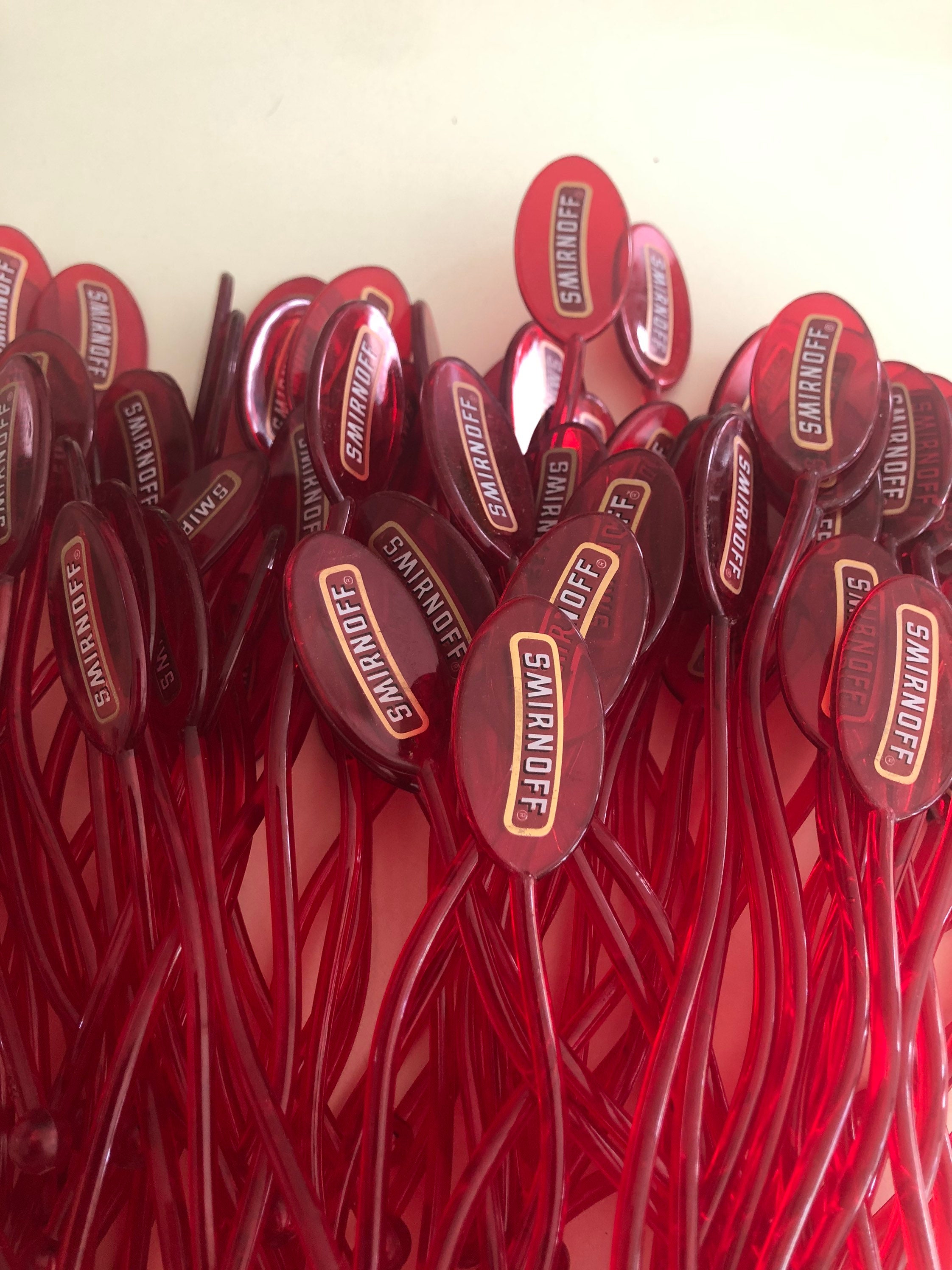 Vintage Red Plastic Cocktail Sticks Smirnoff Vodka Advertising. Set of ...