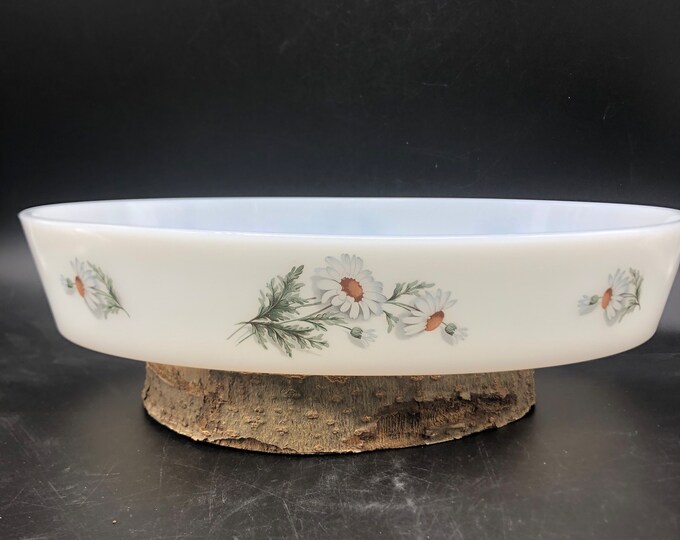 Vintage Retro Arcopal France Daisy Oval Round Baking Dish, Refractory ...