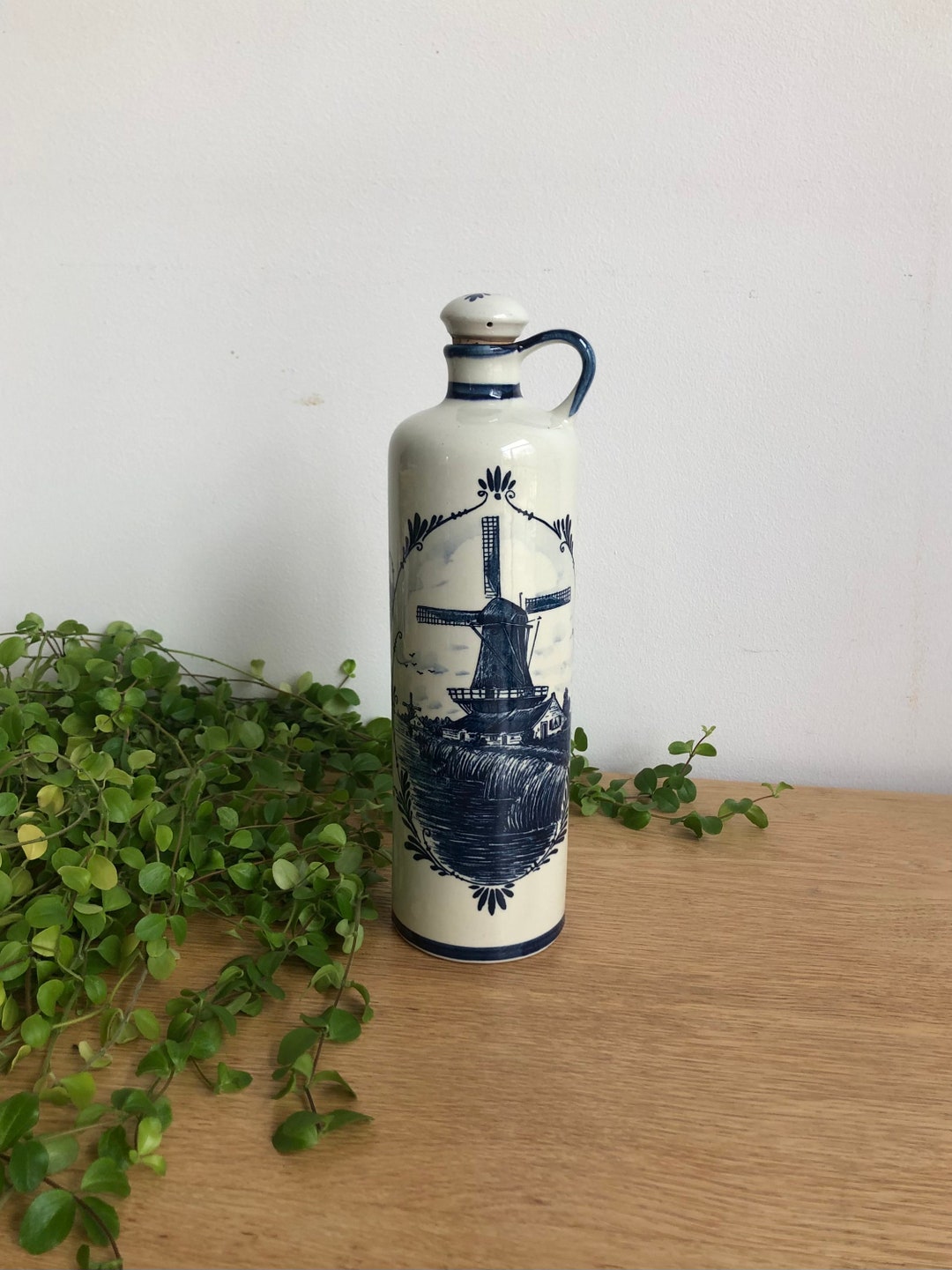 Bols Jenever Jug, Gin Bottle, Windmill, Flowers, Vintage Hand-painted ...
