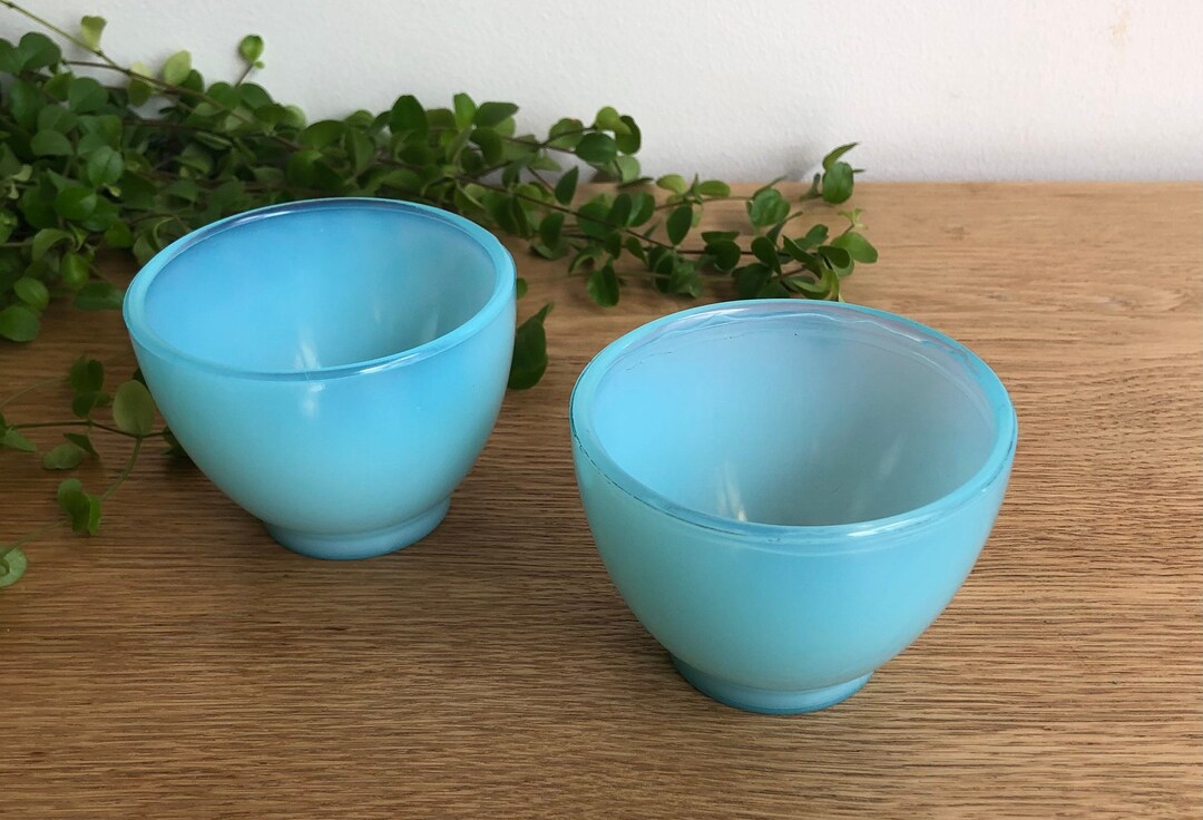 Set of 2 Retro Light Blue Vintage Opaline Dishes, Bowls Marked Opalex ...