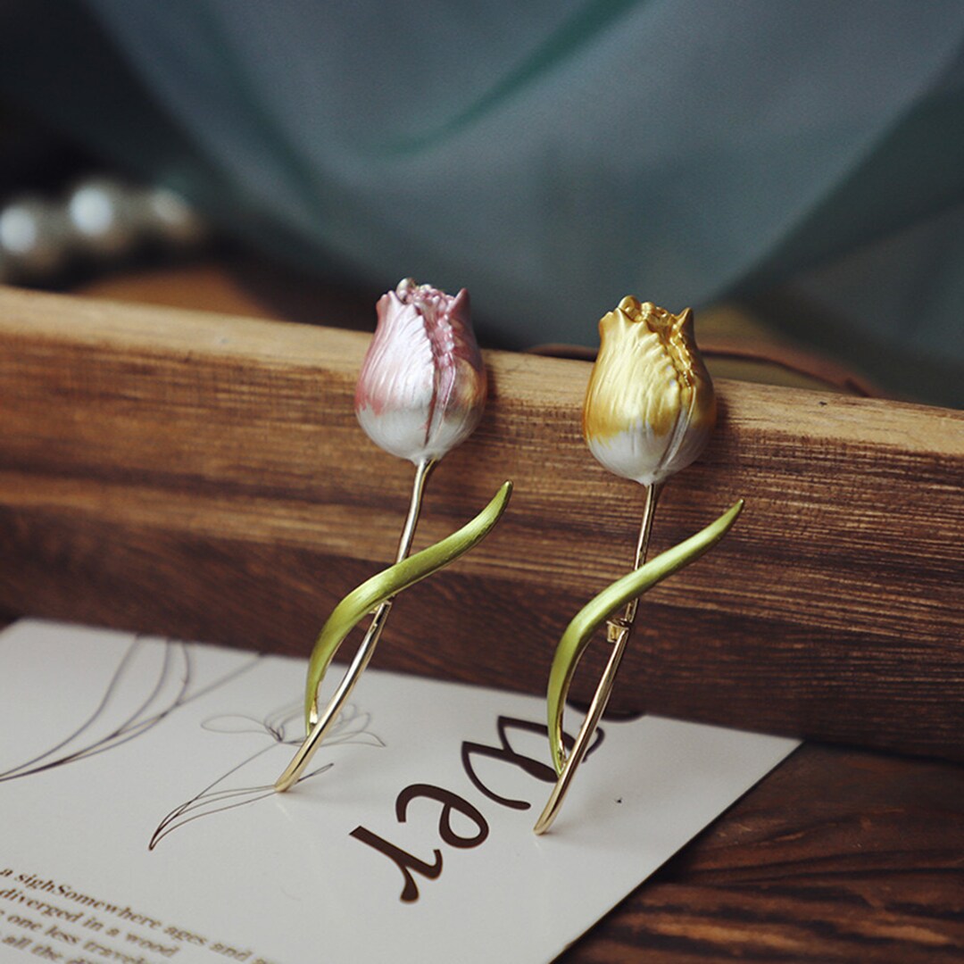 Tulip Brooch Handmade Brooches Enamel Hand-painted Brooches - Etsy