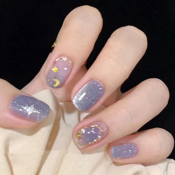 Moon and Star Nail Art - Etsy