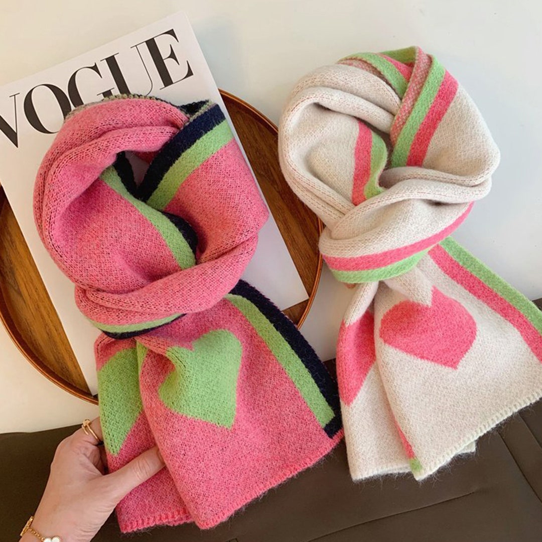 Cute Sweet Girl's Scarf Love Colorful Knitted Scarf - Etsy