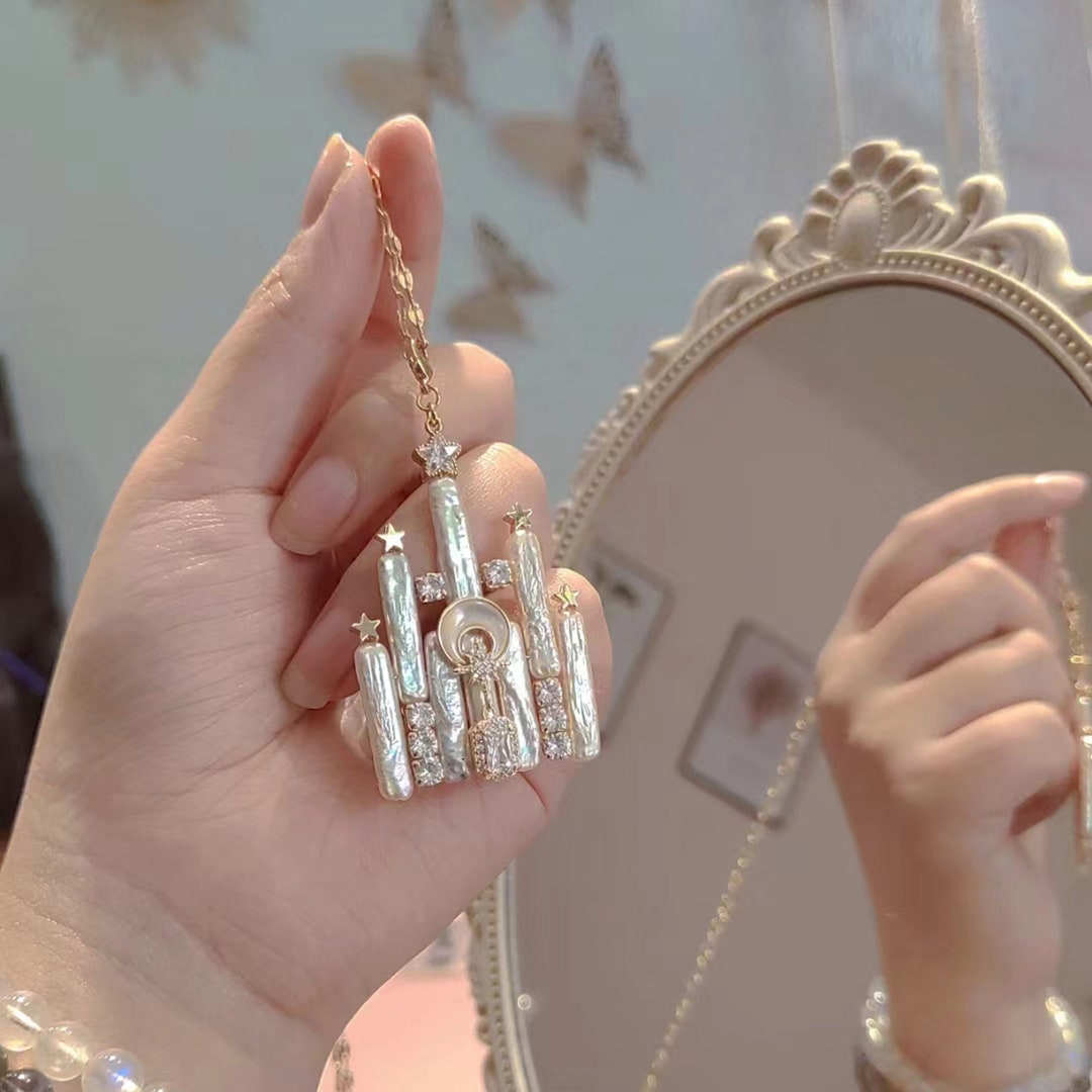 Baroque Castle Necklace Pearl Castle Pendant Dreamy Delicate - Etsy