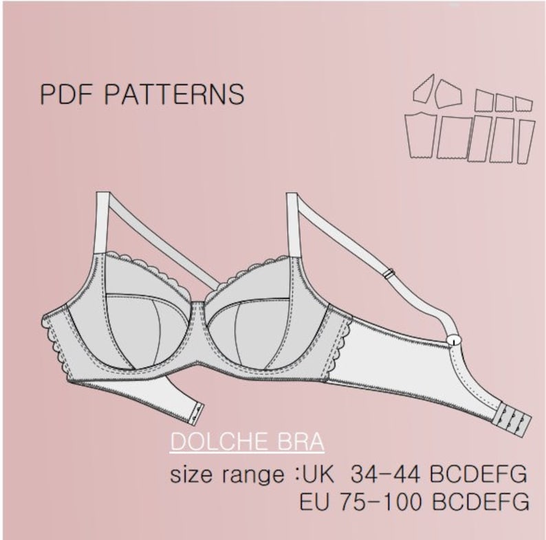 Dolche Plus Size Bra PDF Pattern: Underwire Side Support, Sizes 32-46 C ...
