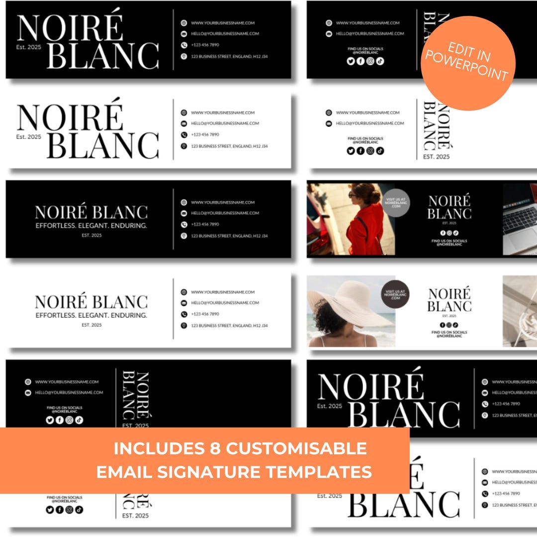 Editable Luxury Email Signature Templates for Powerpoint | 8 Minimalist ...