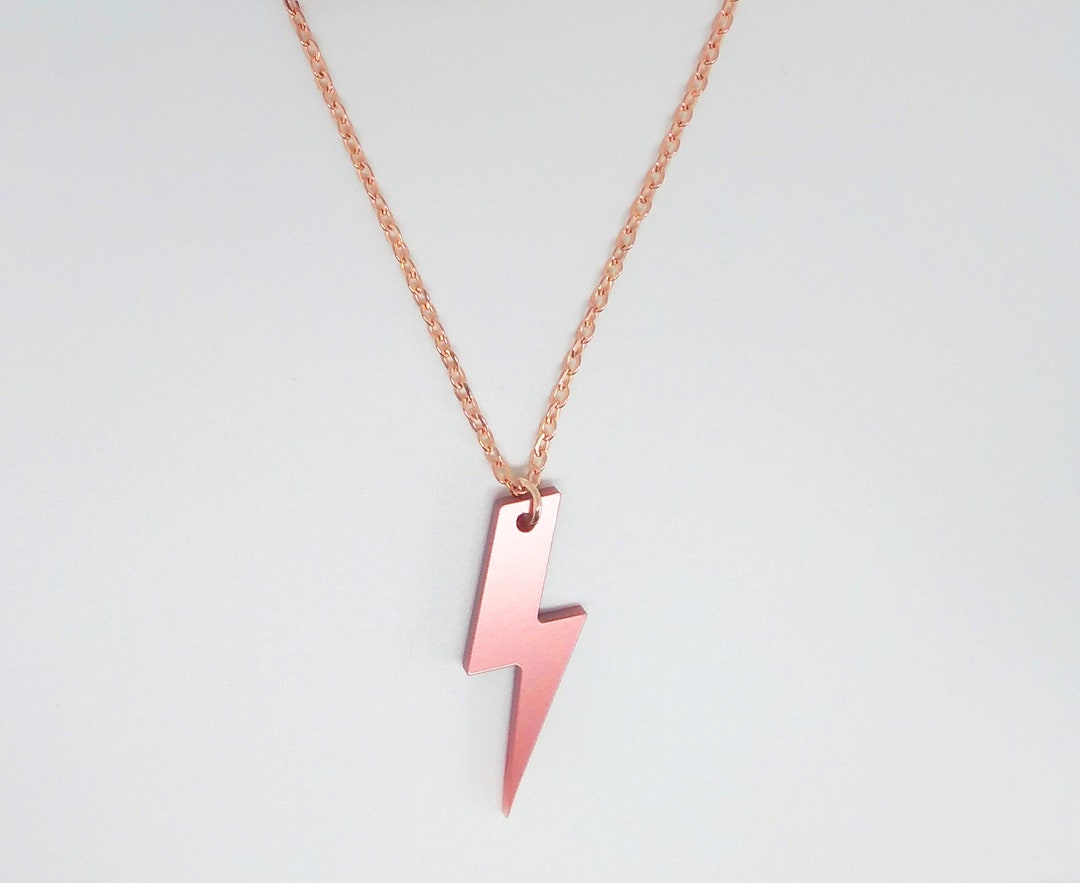 Handmade Rose Gold Lightning Bolt Necklace - Etsy