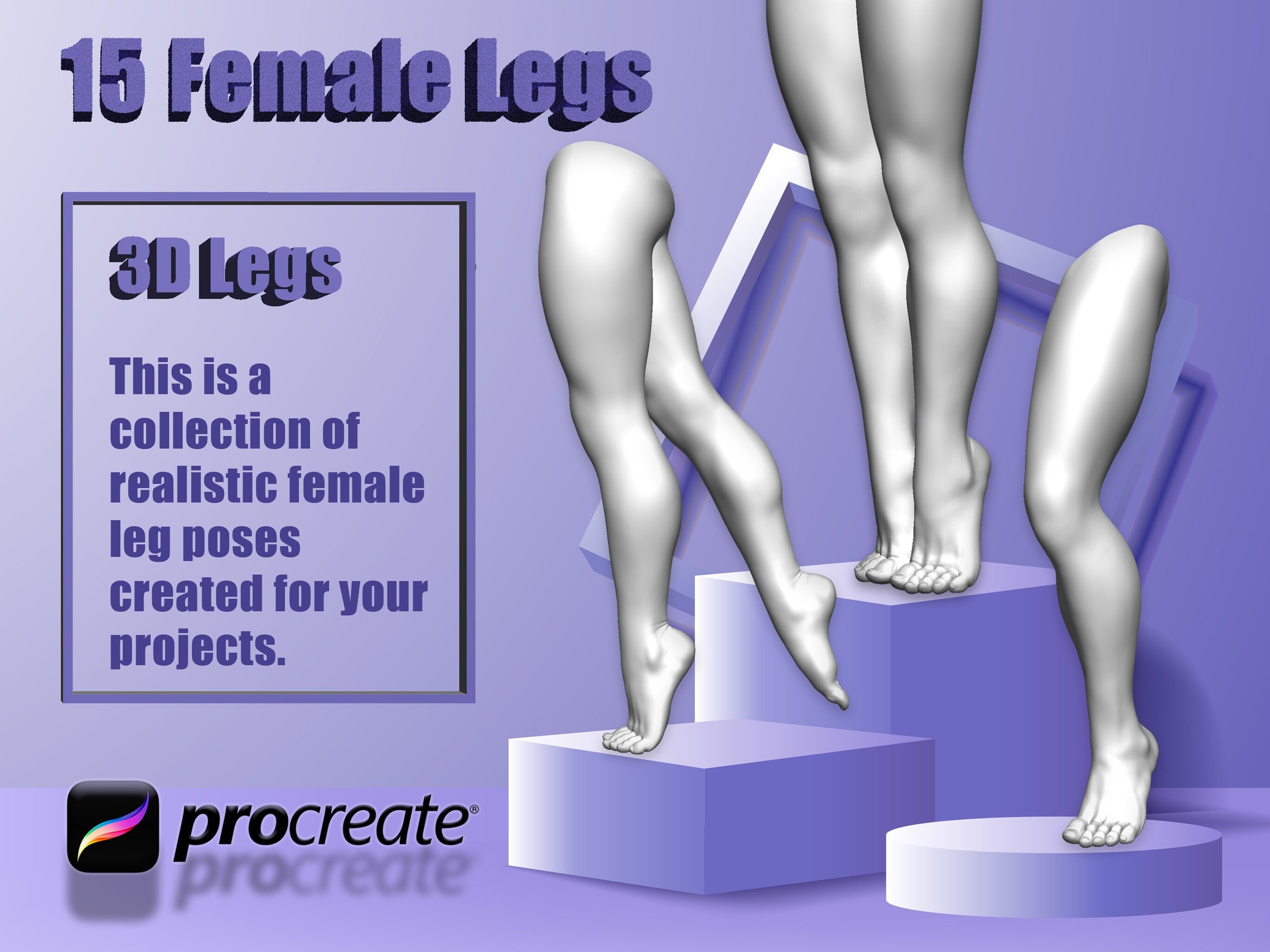 3D Realistic Female Legs Procreate 3D Procreate Stamps Procreate Model 3D Leg 3D Women 