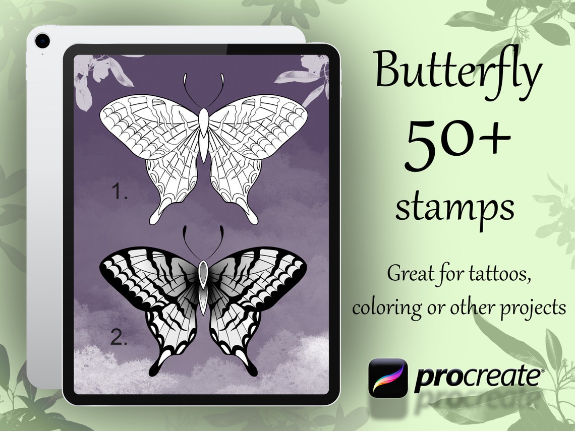 Procreate Butterfly Stamps Tattoo Stencils Procreate Flash - Etsy