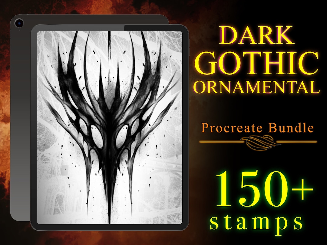 Dark Ornamental Tattoo Stamps for Procreate – 150+ Blackwork & Gothic ...