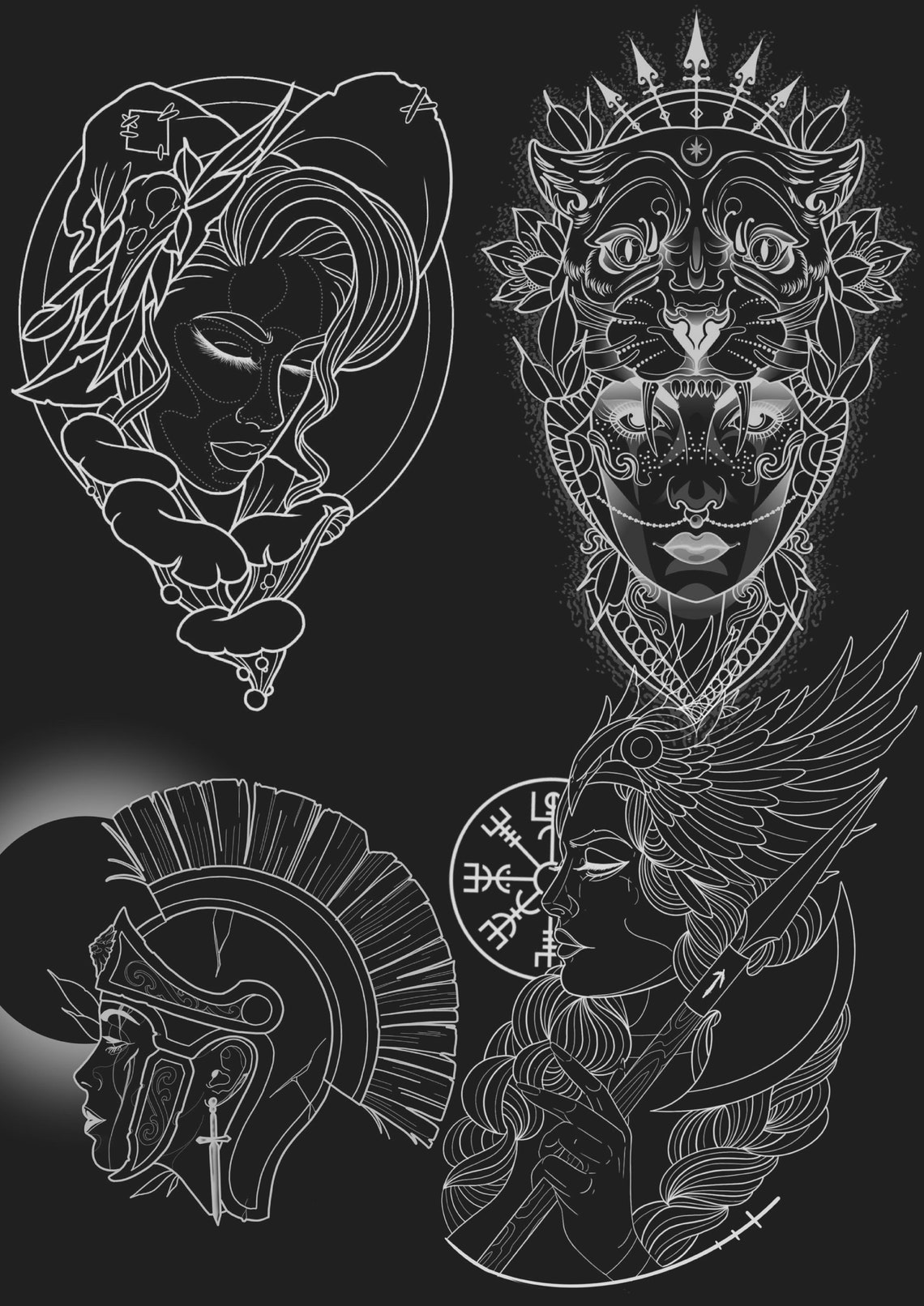 Badass Girls Procreate Stamps Tattoo Stencil Brushset | Etsy