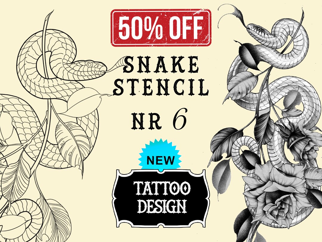 Snake Tattoo Stencil: Procreate Stamps, Flash Design (nr. 6) - Etsy UK