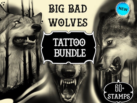Big Bad Wolves Tattoo Stencil Pack Procreate Stamps - Etsy