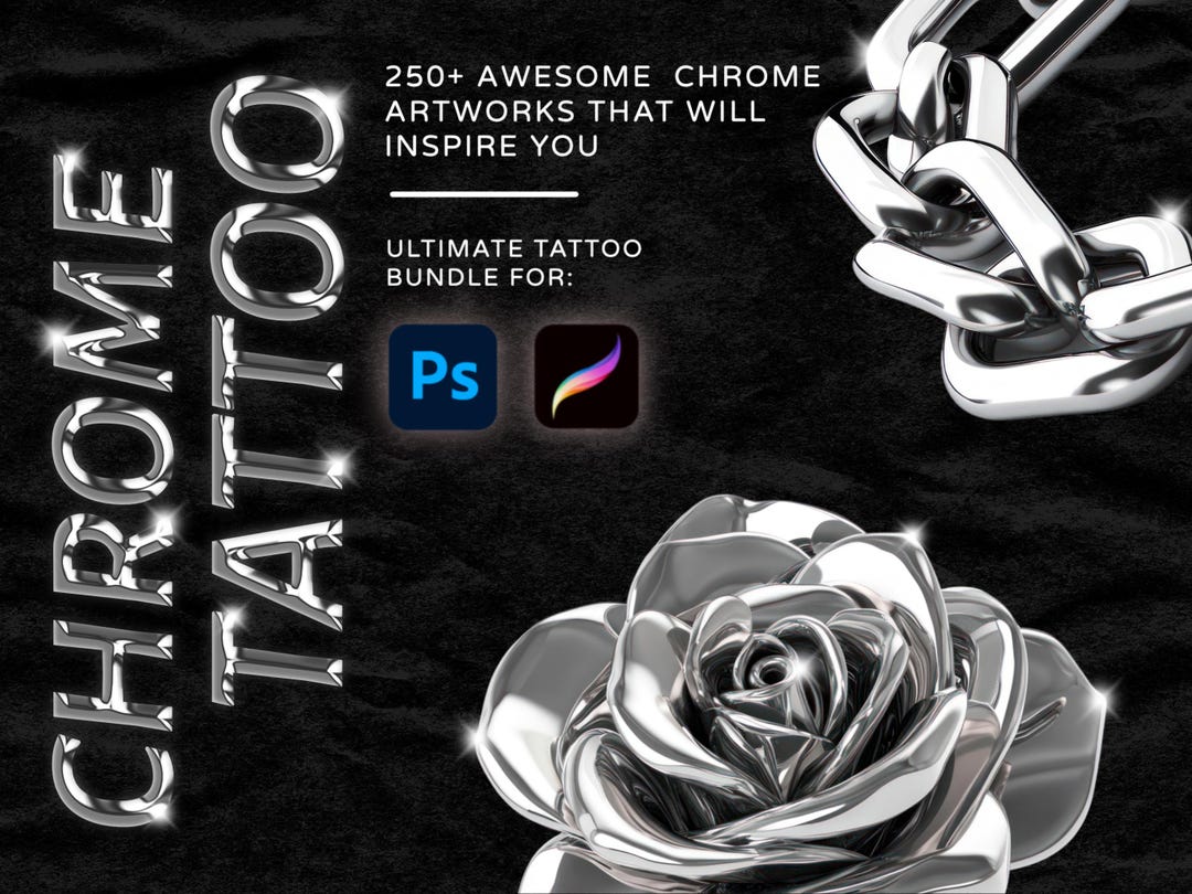 Chrome Tattoo Flash Pack (250+ Designs) for Procreate & Photoshop - Etsy