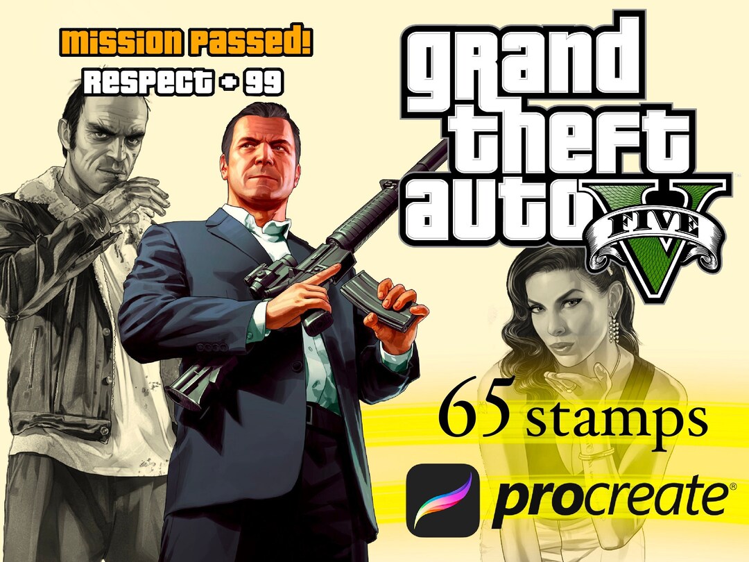 GTA 5 Procreate Stamps Grand Theft Auto Stamps Tattoo Flash Procreate ...