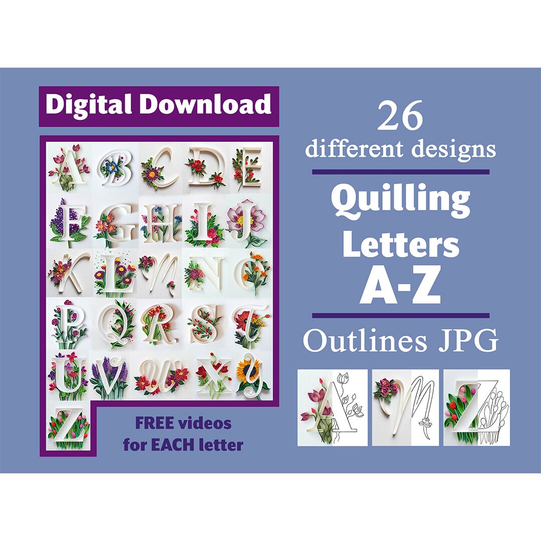 Digital Download Alphabet Letters A-Z Patterns Quilling - Etsy