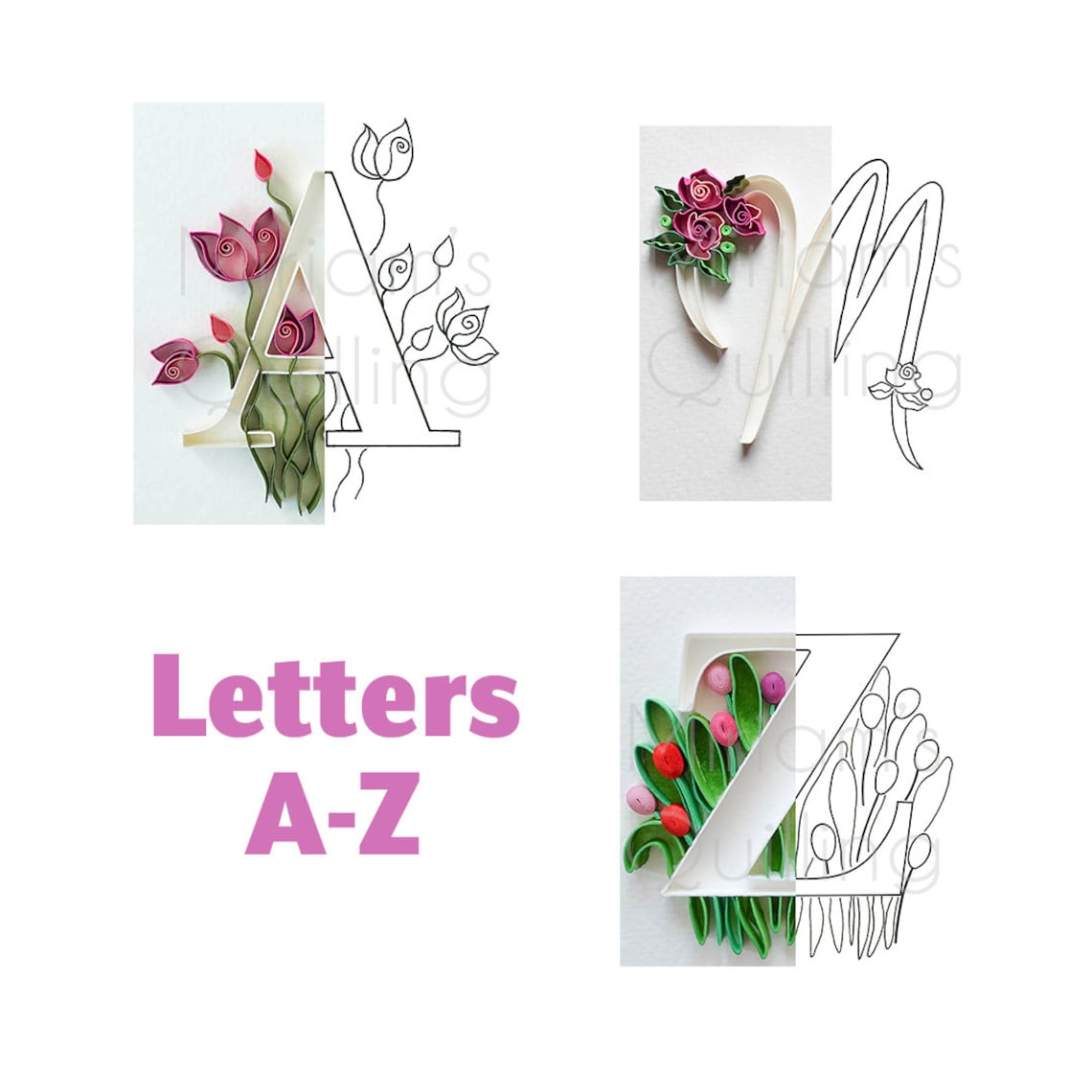 Digital Download Alphabet Letters A-Z Patterns Quilling - Etsy