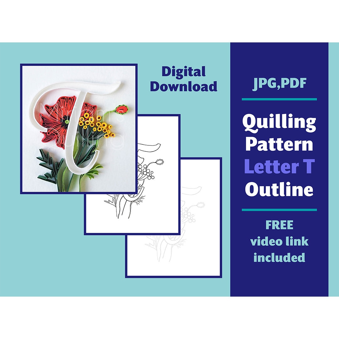 Digital Download Quilling Pattern Letter T - Monogram Typography DIY ...