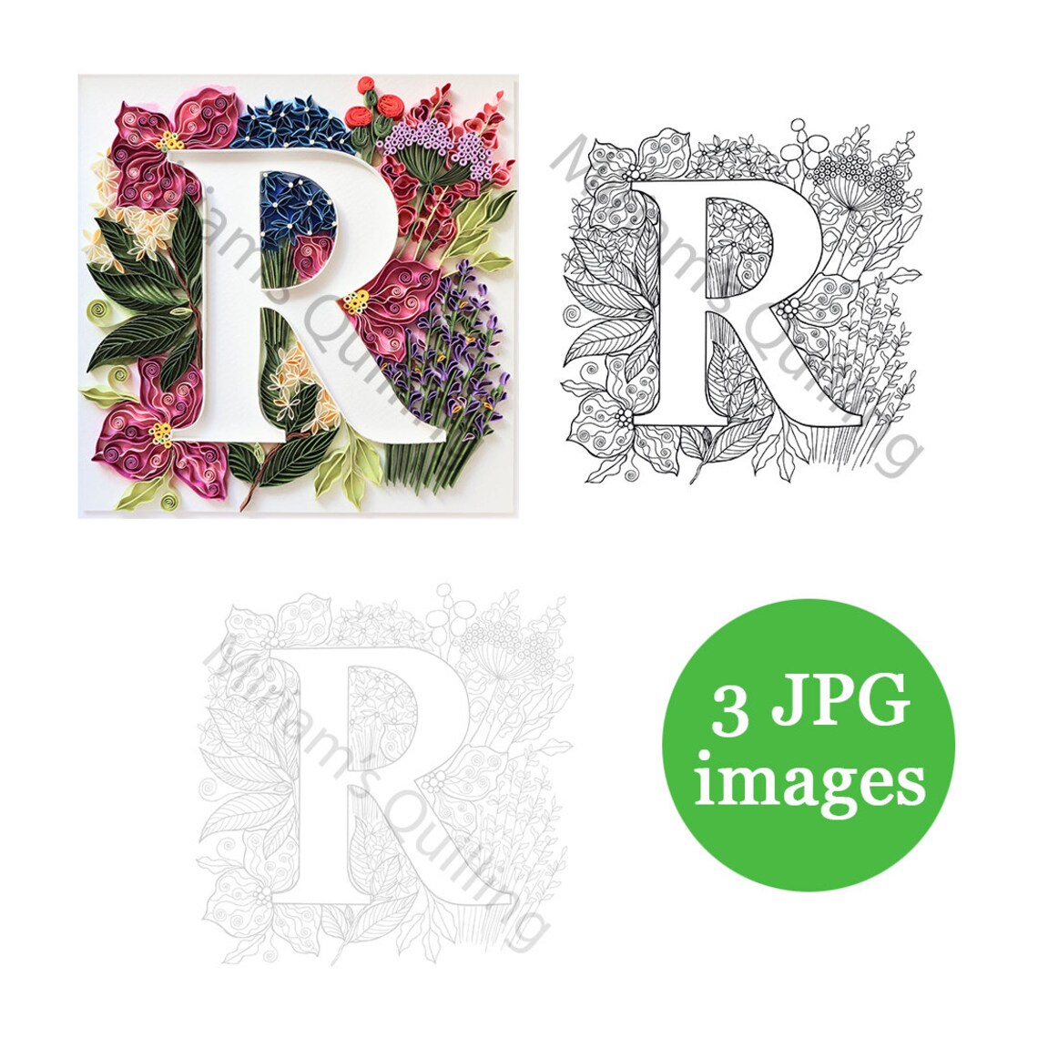 Digital Download Pattern Letter R Typography Quilling Base - Etsy