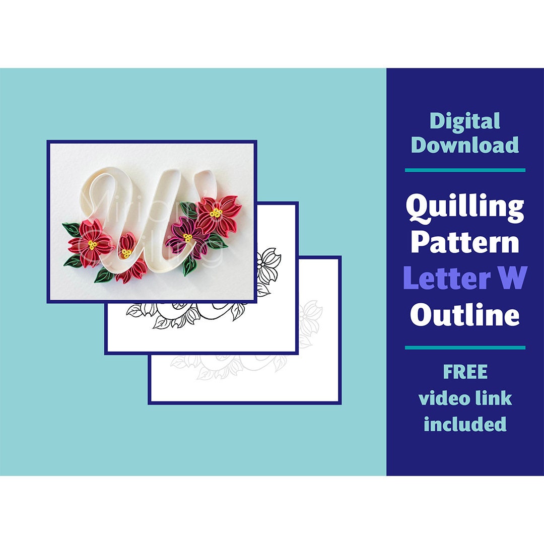 Digital Download Quilling Pattern Letter W - Monogram Typography DIY ...