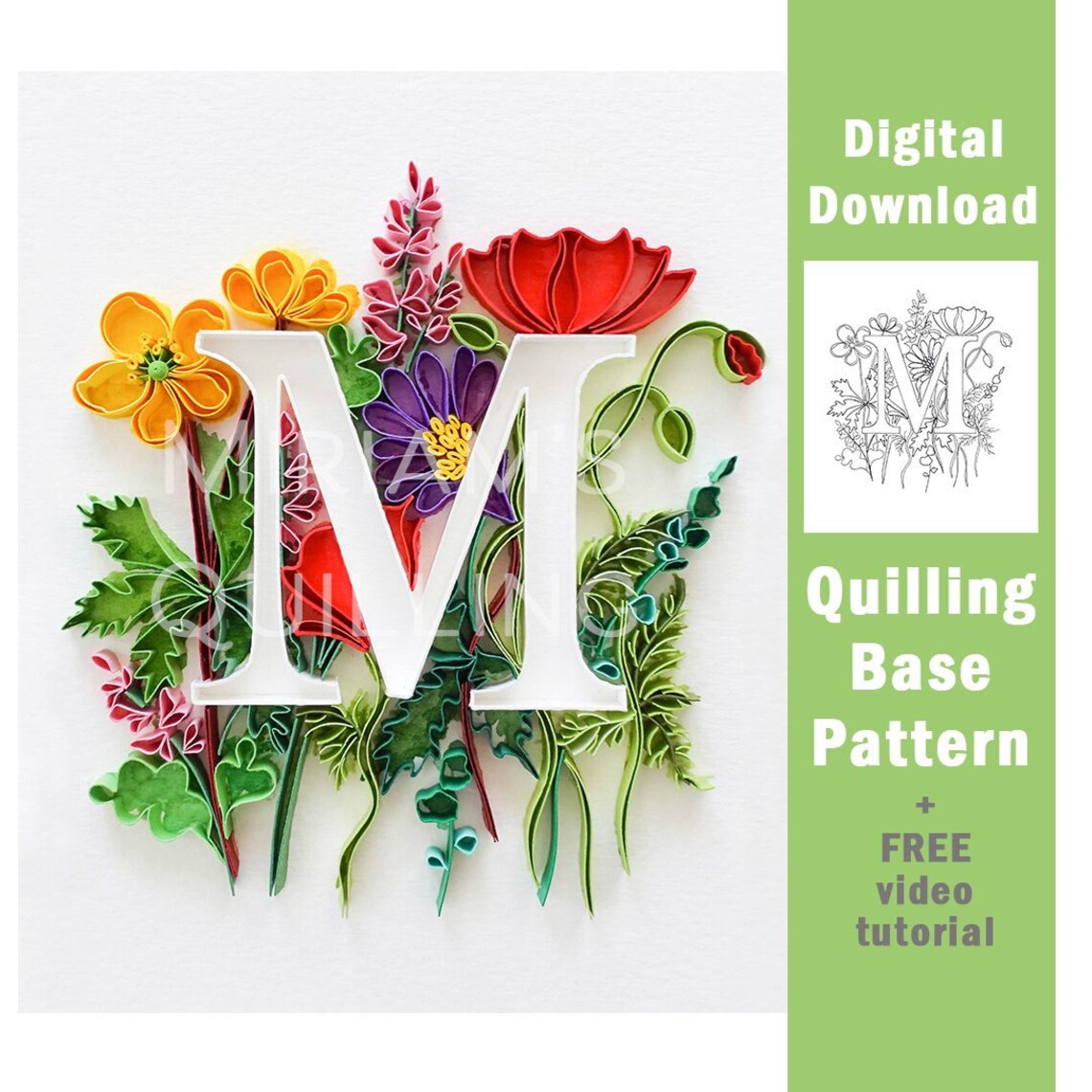 Digital Download Pattern Quilling Typography Letter - Etsy