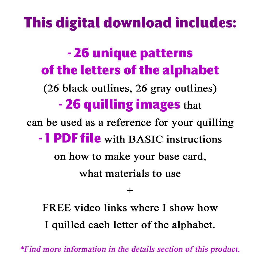 Digital Download Alphabet Letters A-Z Patterns Quilling Outlines ...