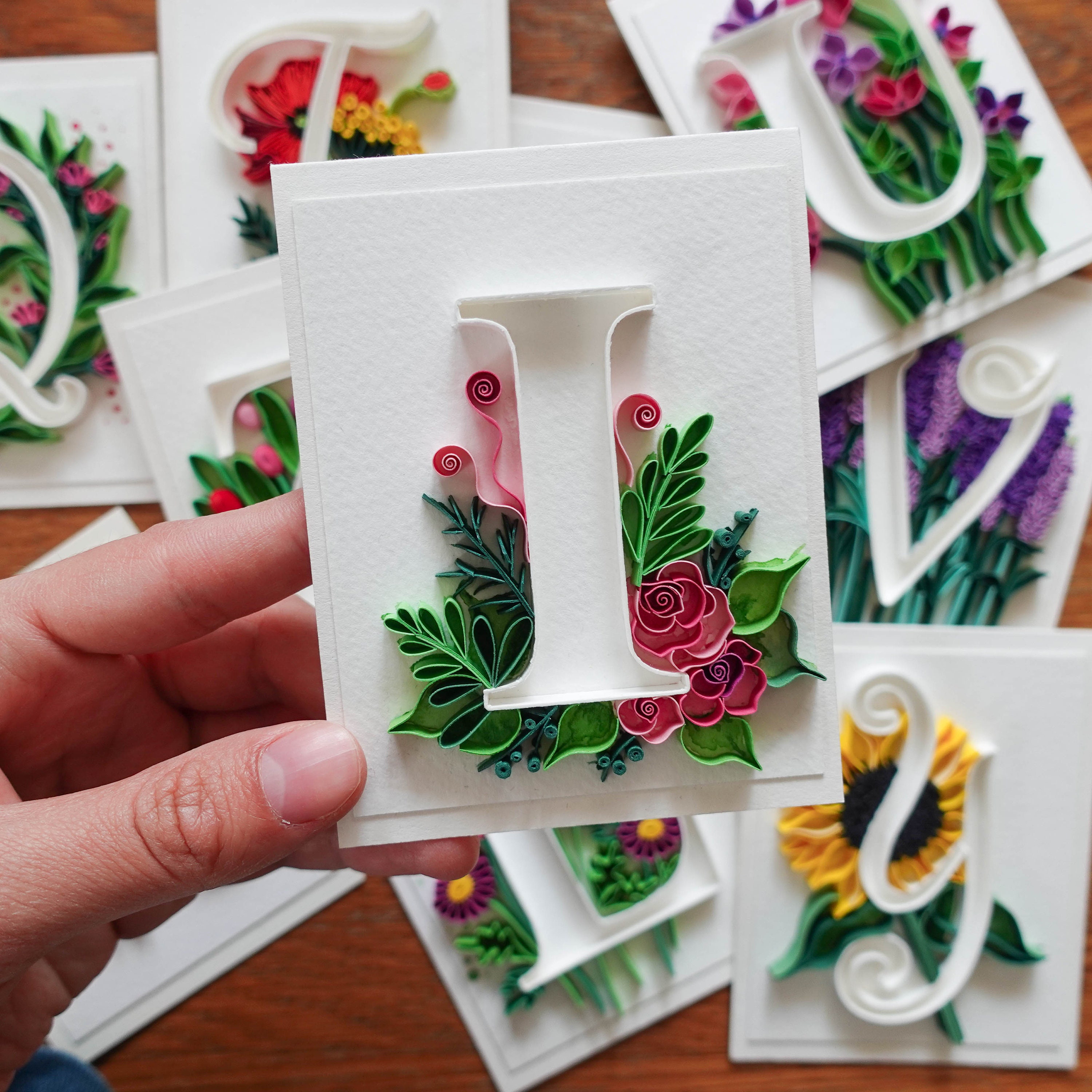 Mini Cards Handmade Letters Alphabet Paper Quilling Christmas Gift ...