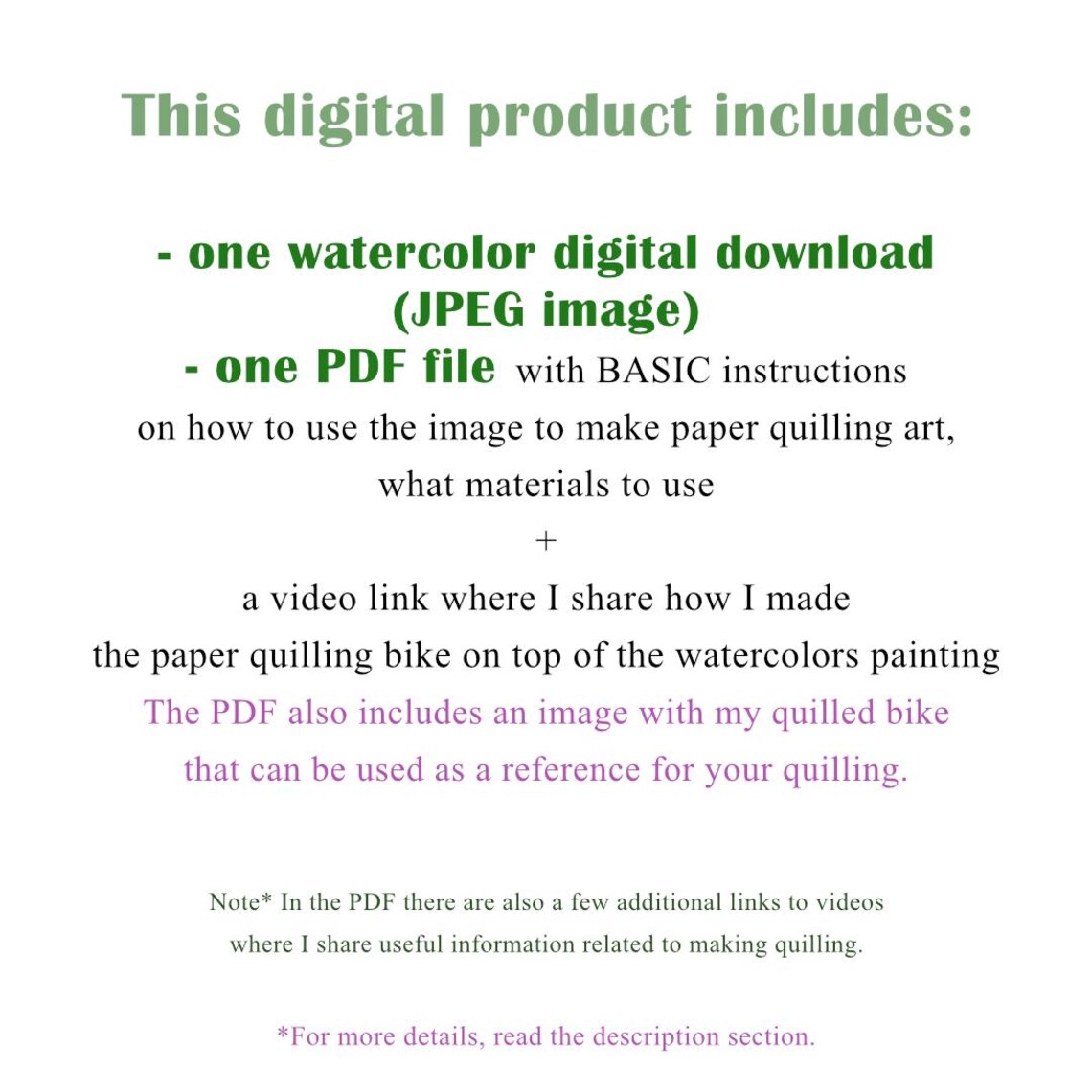 Digital Download Paper Quilling Bike Pattern - Base Watercolors ...