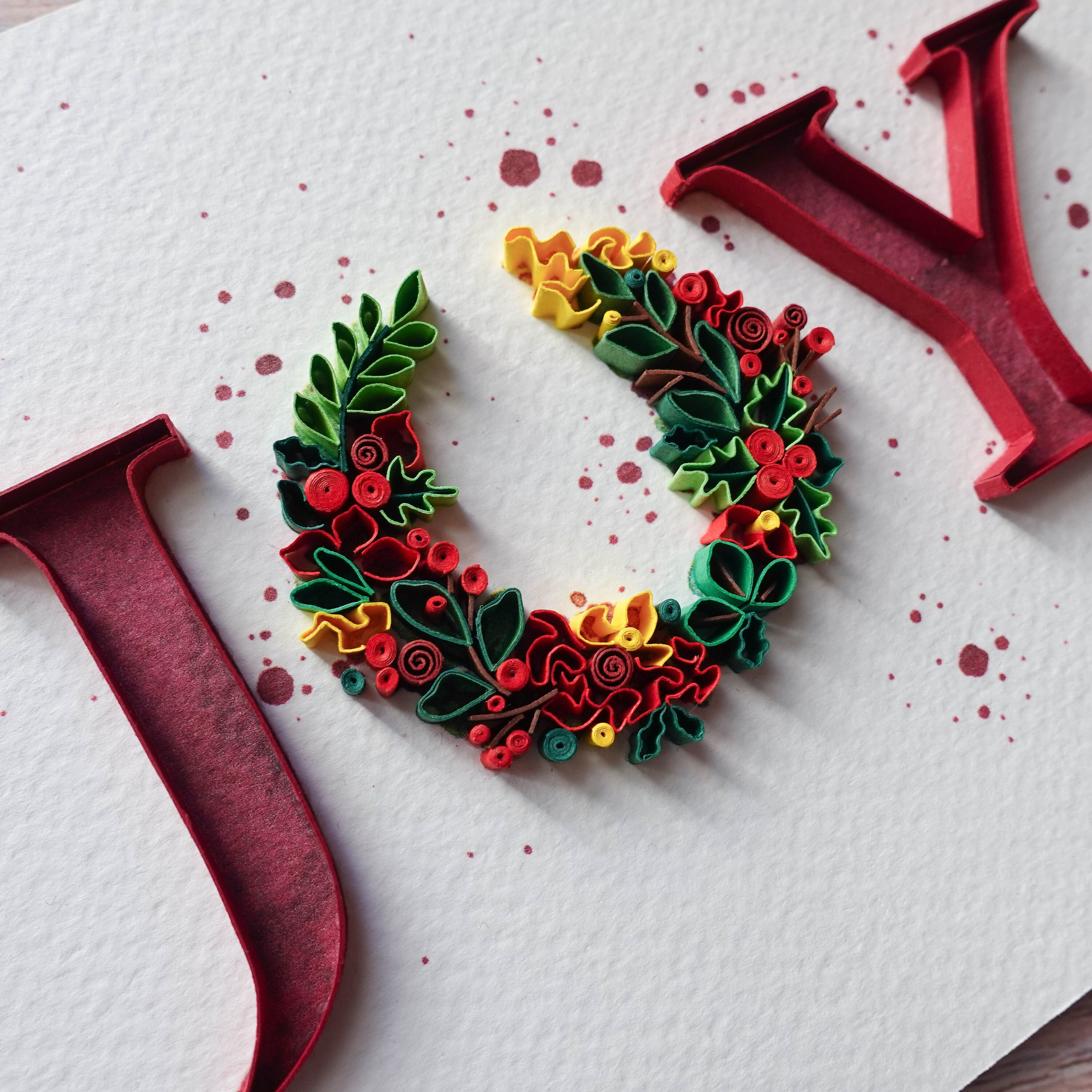 JOY Paper Quilling Art Handmade Typography Christmas Gifts Framed ...