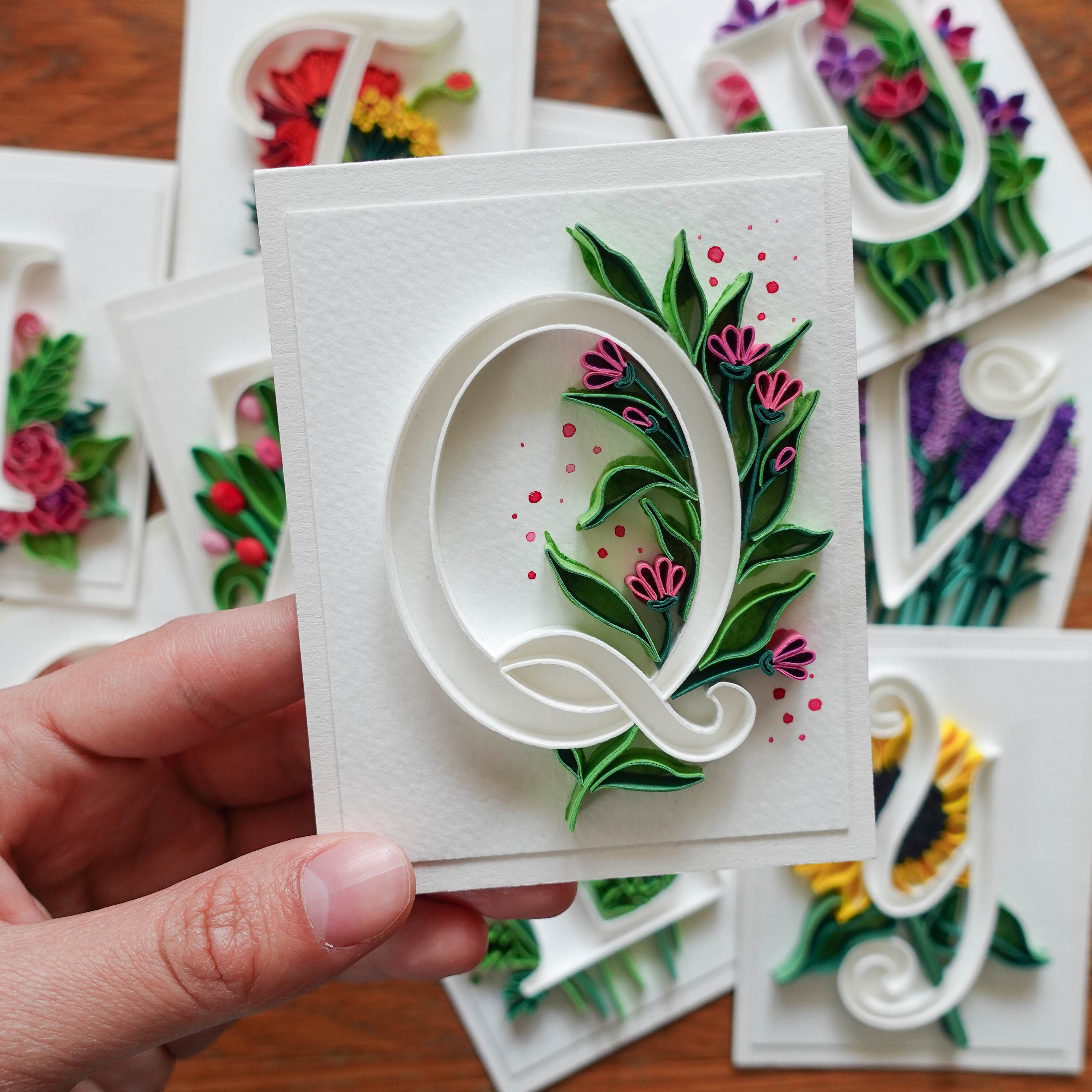 Mini Cards Handmade Letters Alphabet Paper Quilling Christmas Gift ...