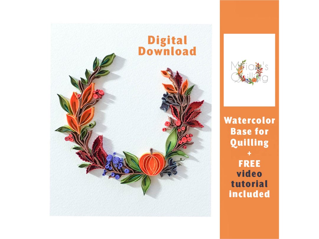 Autumn Watercolor Quilling Pattern: Leaves, Pumpkin (digital Download ...