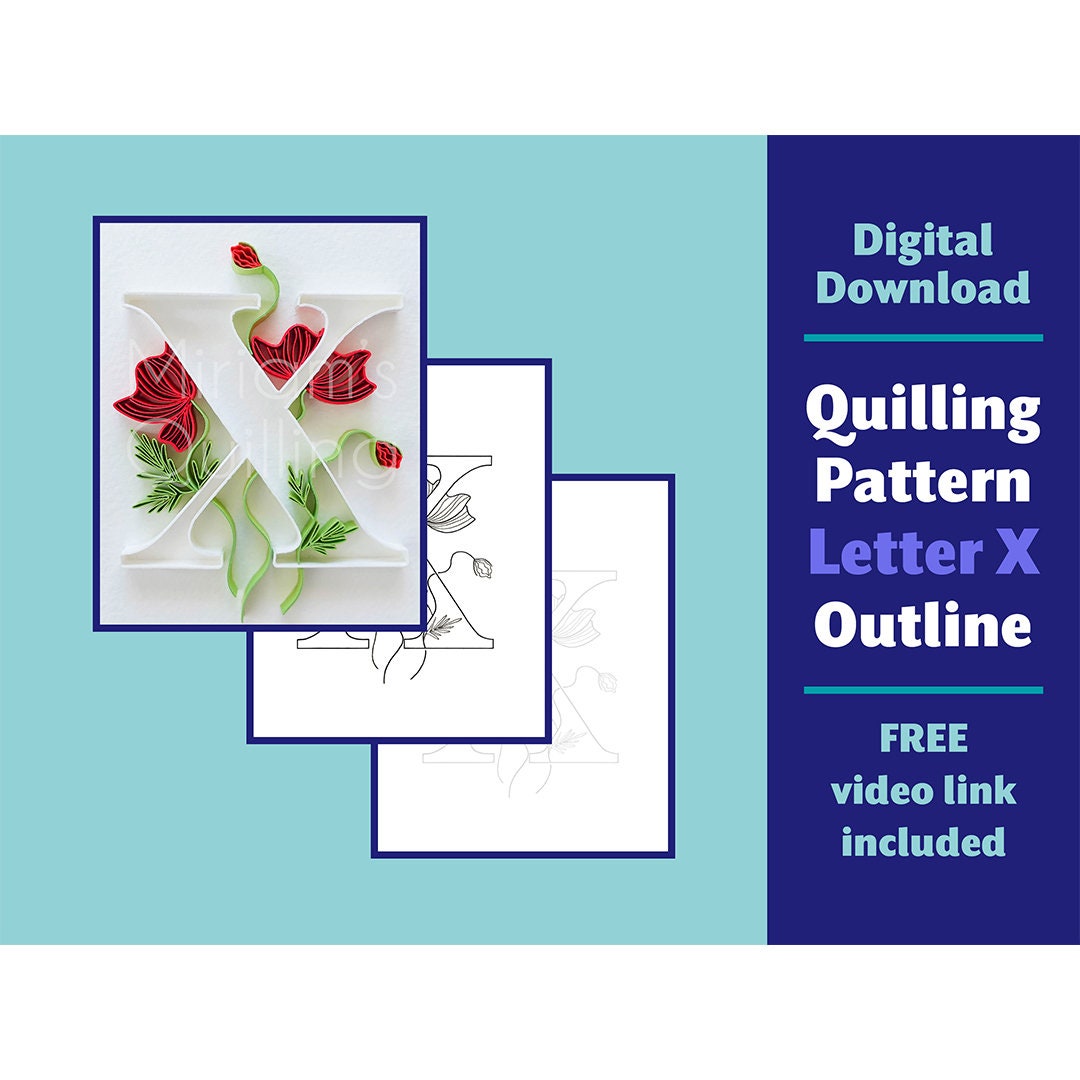 Digital Download Quilling Pattern Letter X - Monogram Typography DIY ...