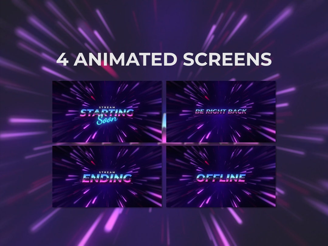 Animated Twitch Screens Overlays Synthwave Space Neon Stream Starting ...